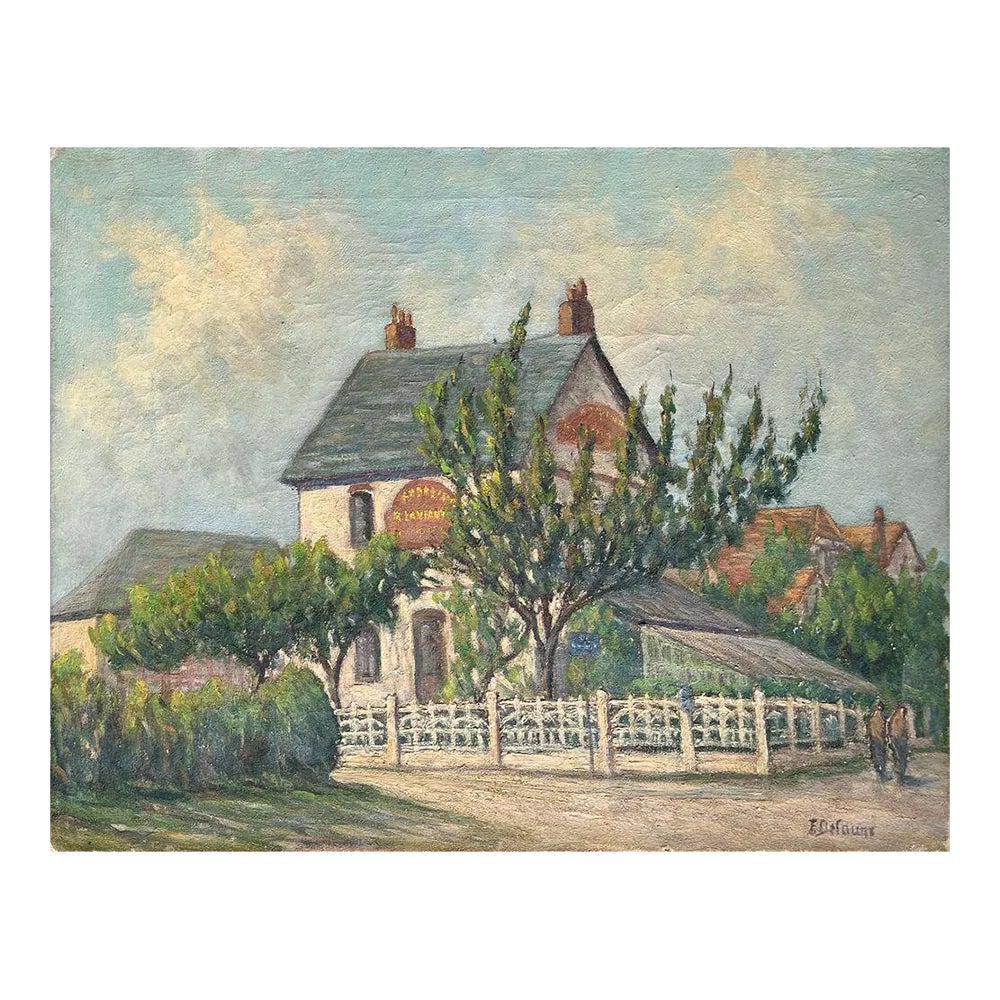 1930s Fernand Delaune House in the Suburbs Oil on Canvas | Chairish