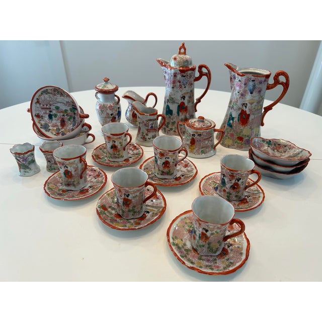 Vintage Japanese Eggshell Porcelain Kutani Geisha Tea Set- 26 Pieces ...