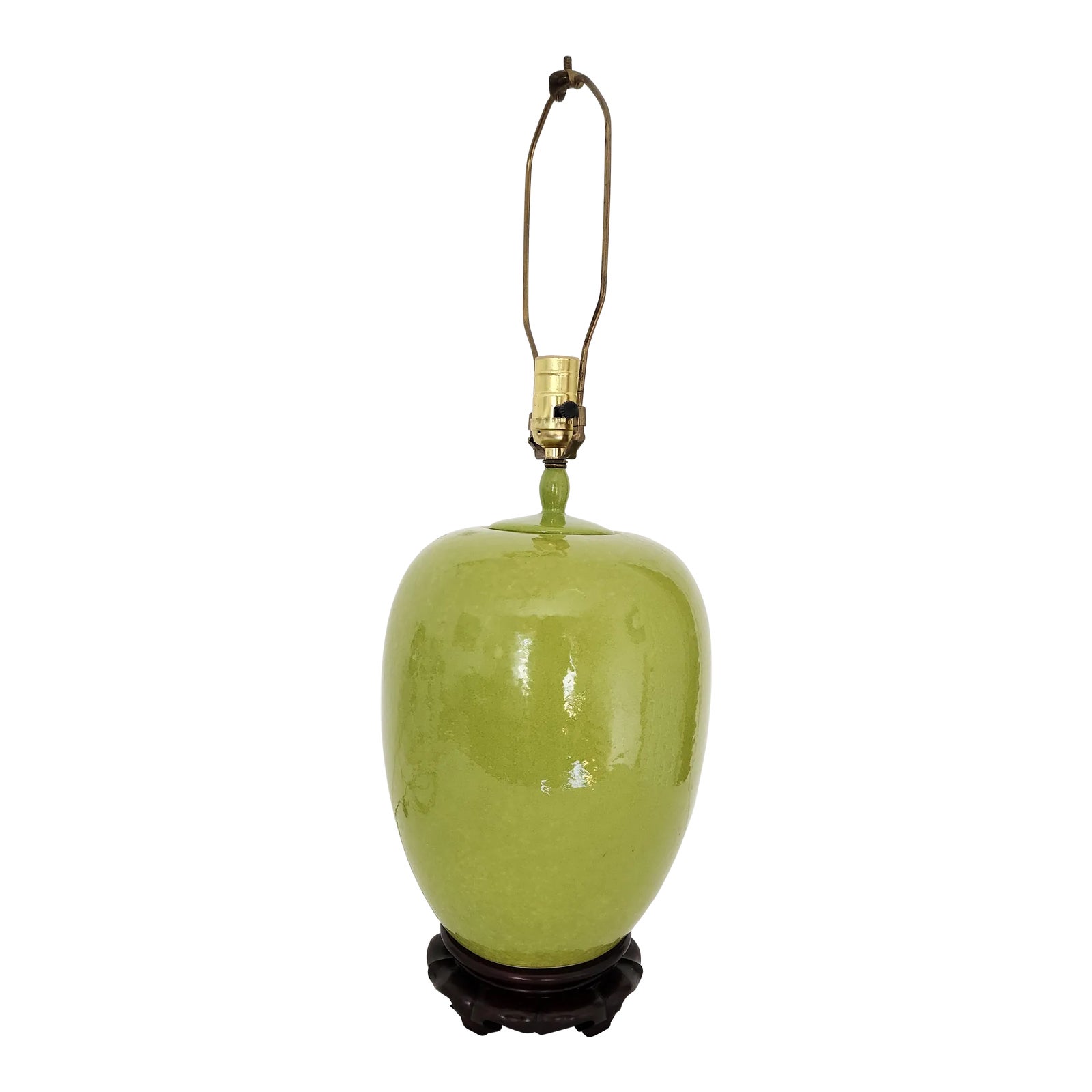 1950s Vintage Lime Green Ginger Jar Lamp | Chairish
