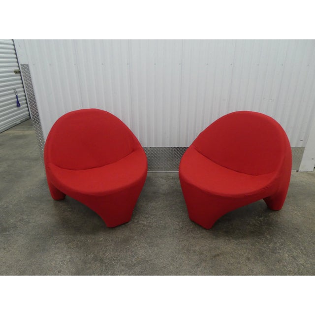 Vintage Fire Engine Red Italian Lounge Chairs - a Pair | Chairish