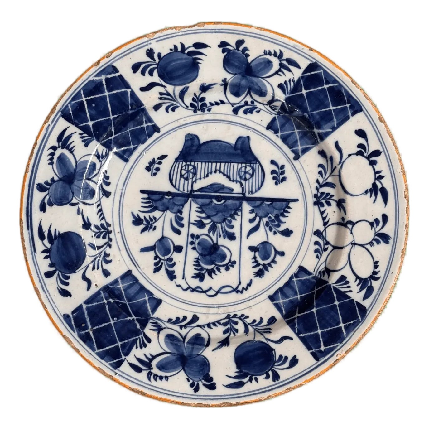 Large Blue and White English Delft Charger, 18th Century | Chairish