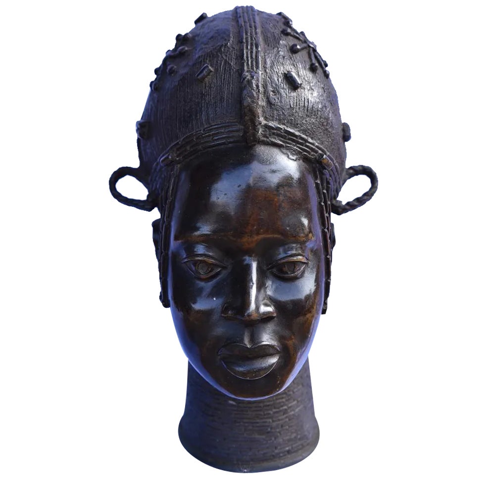 Ife Bini / Edo Artist, Head of Queen Mother, Pre-1800, Bronze | Chairish