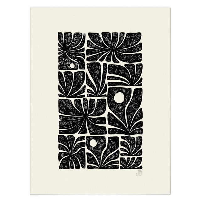 "Flora Block-White" Contemporary Abstract Botanical Print, Framed ...