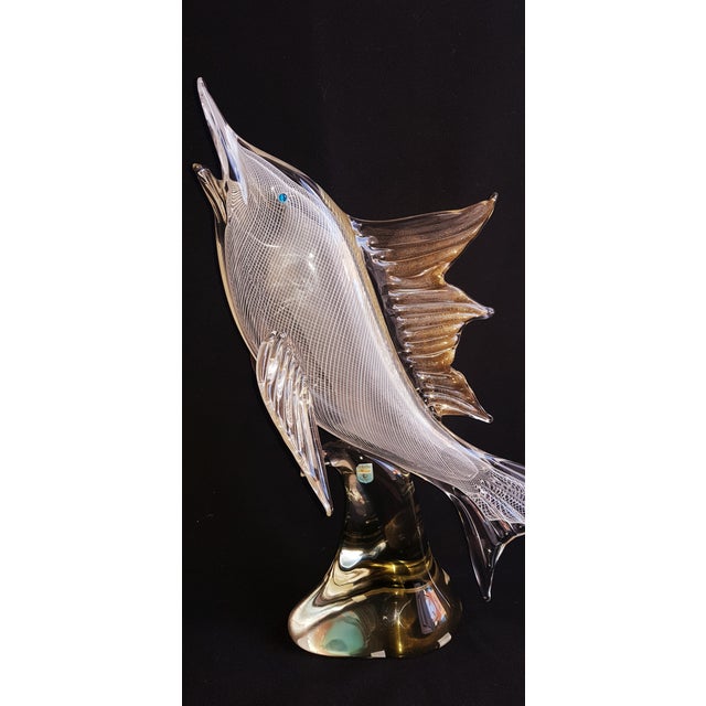 1950s Murano Glass Mezza Filligrana Swordfish With Gold Leaf Attributed ...