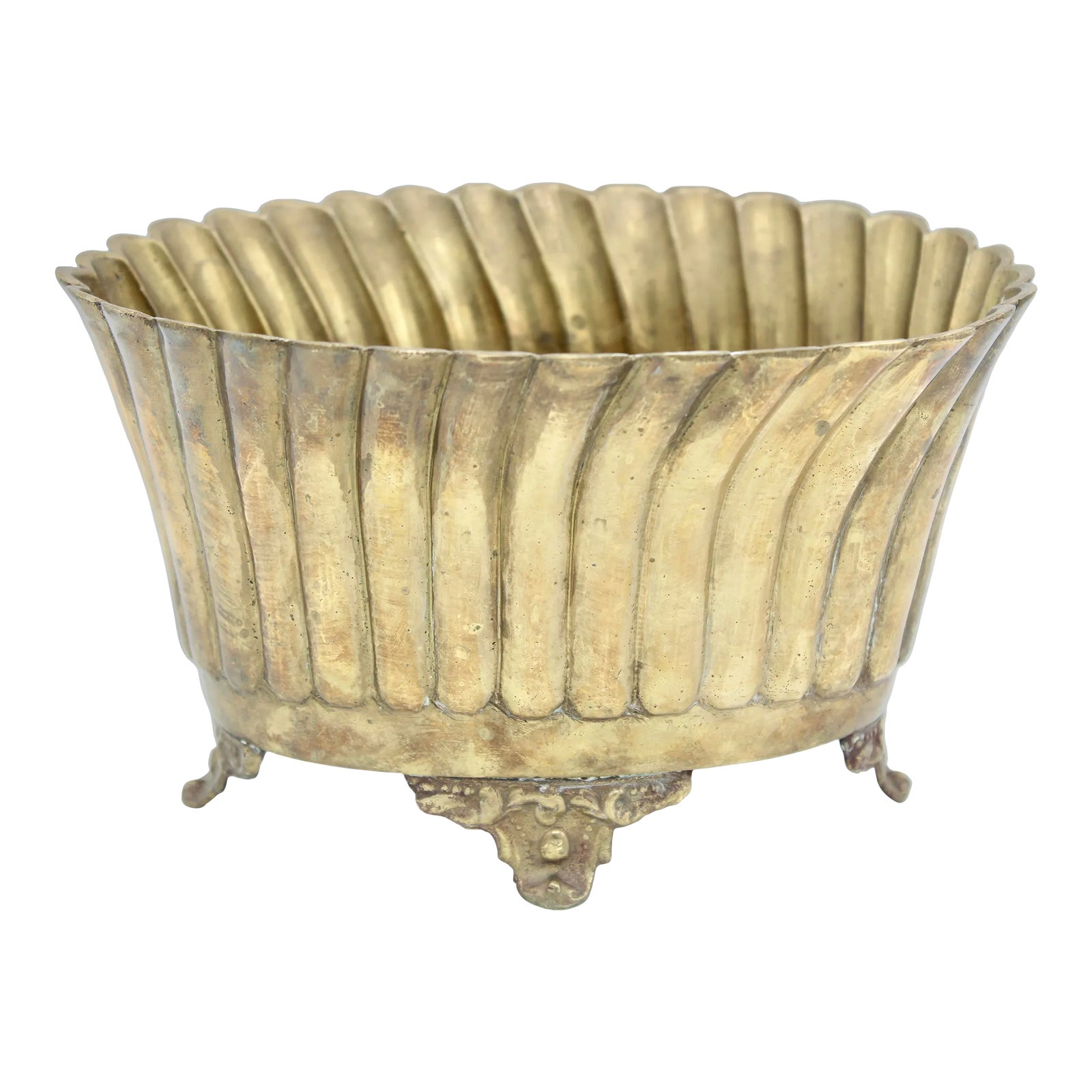 Vintage Art Nouveau Brass Cachepot / Planter | Chairish