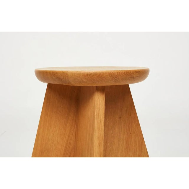 1980s Modernist Solid Oak Counter Stool | Chairish