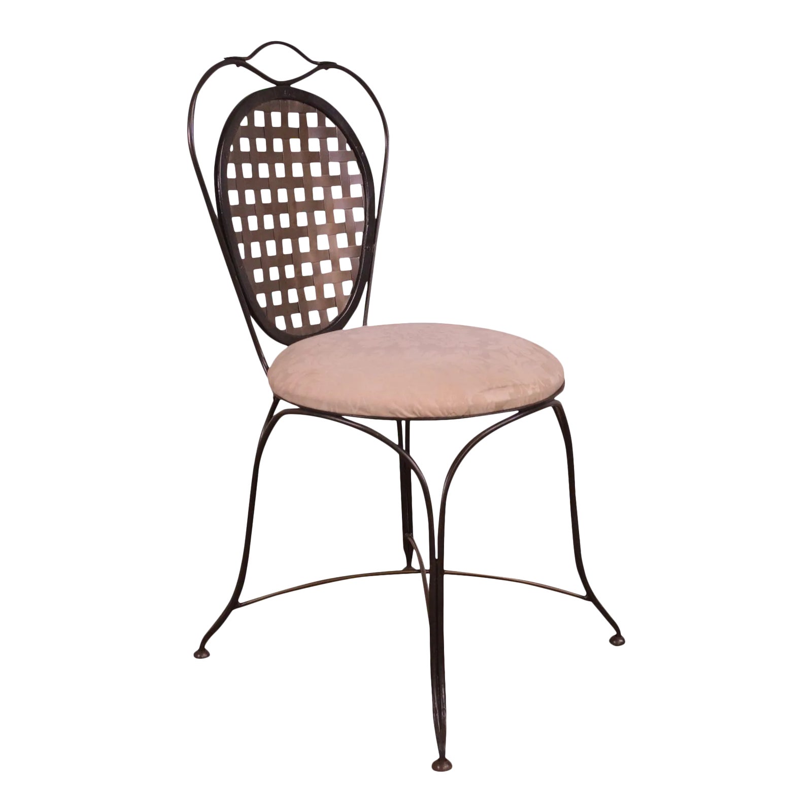 Wrought Iron Lattice Back Side Chair | Chairish