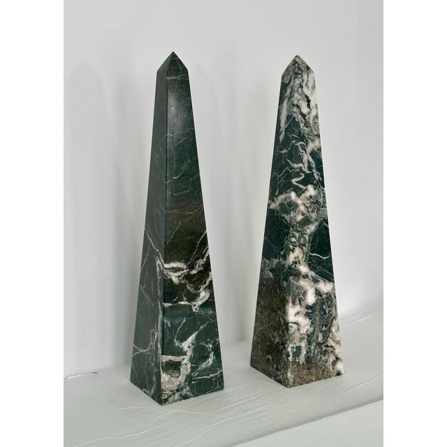 Vintage Green Marble Stone Obelisks – a Pair | Chairish
