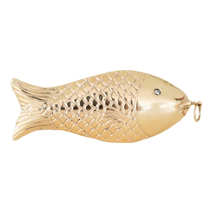 Samra 14k Gold Fish Pendant | Chairish