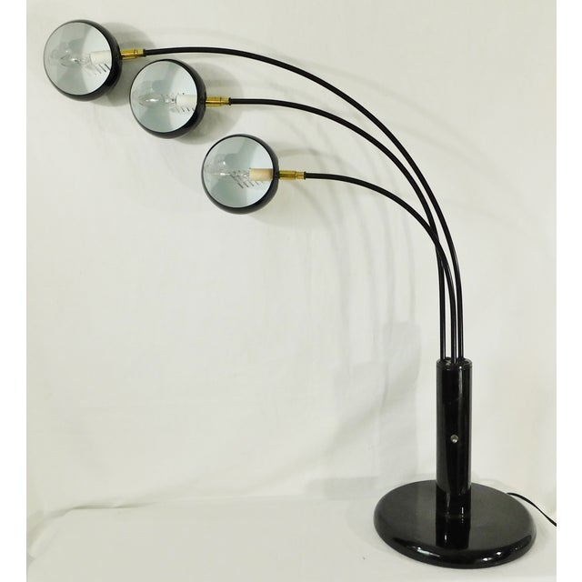 Vintage Mid Century Modern Black Metal Brass Three Arm Articulated ...