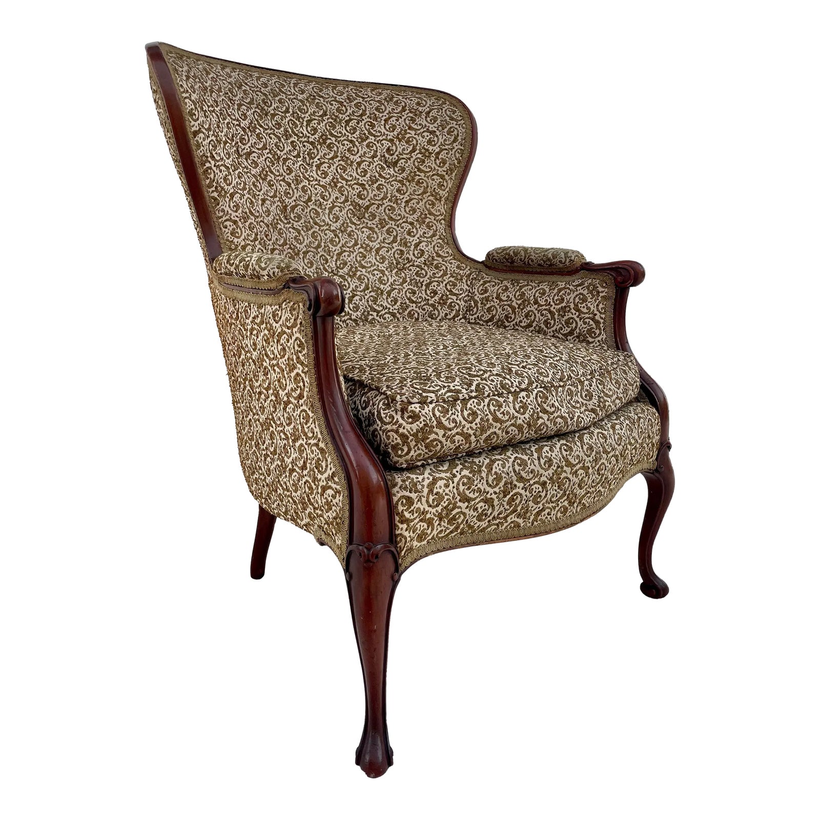 Traditional Curved Back Bergere Arm Chair | Chairish