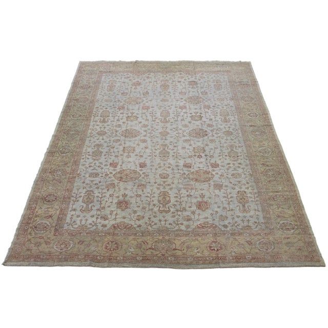 Oversized Modern Oushak Style Gray Wool Rug Features Allover Motif ...