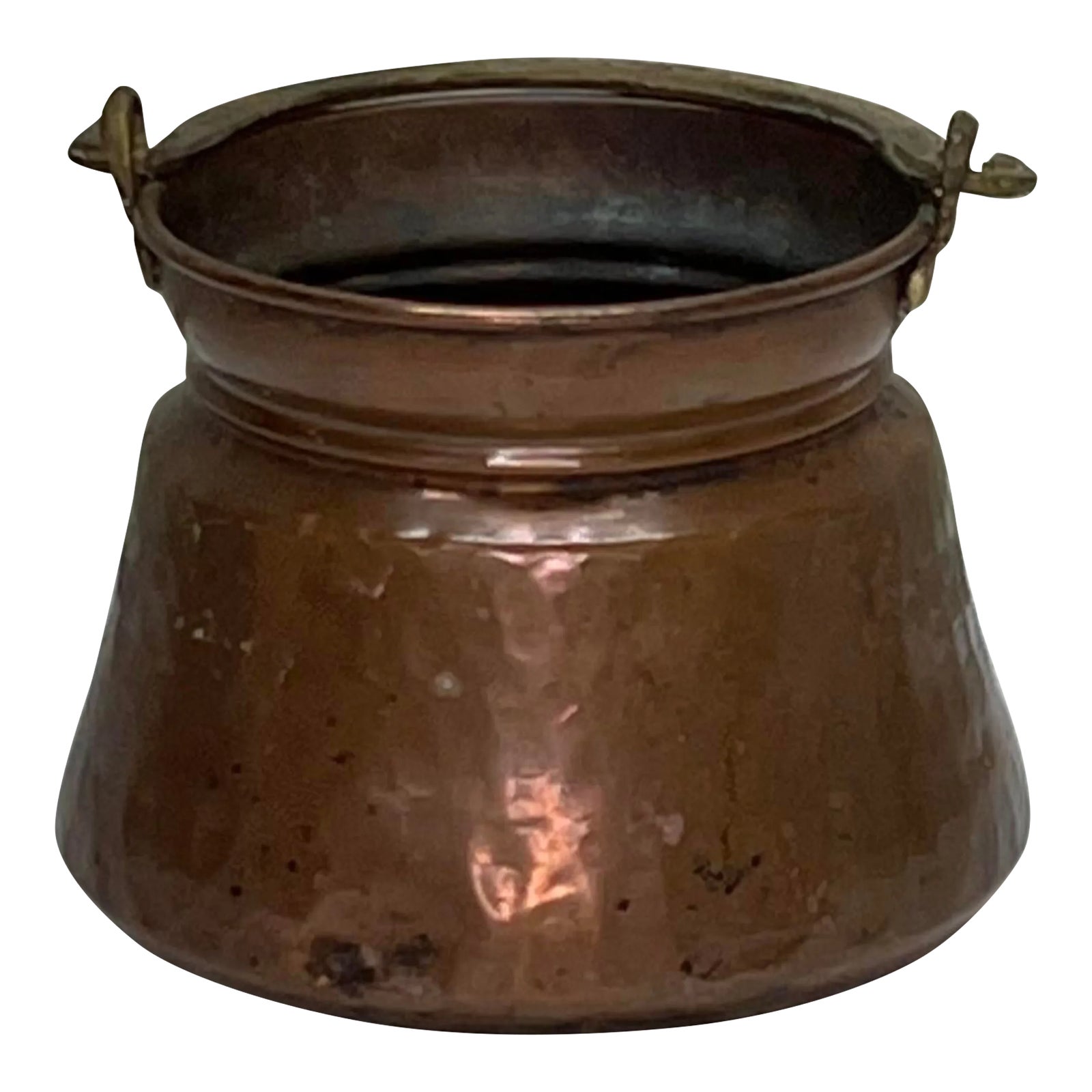 Turkish Hand Hammered Copper Pot With Greek Key Design Handle | Chairish