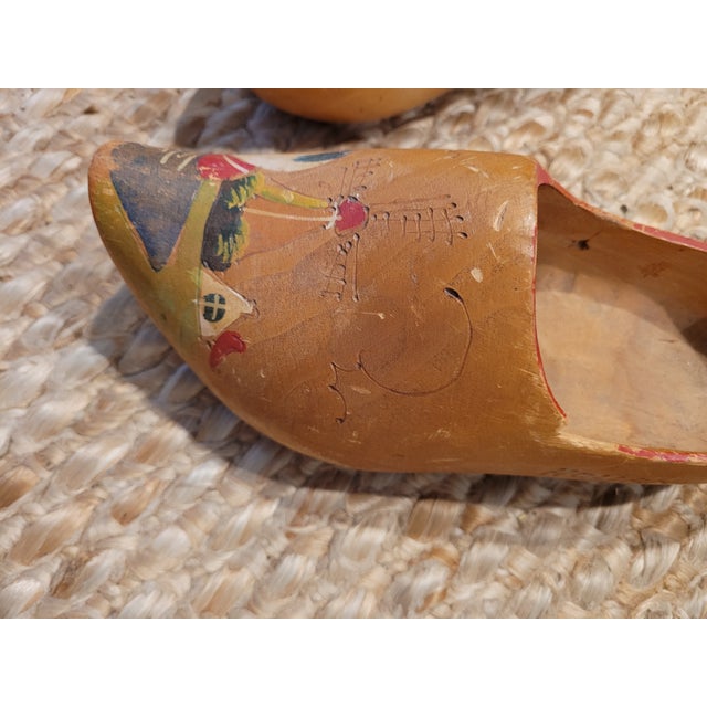 Vintage 1950s Painted Dutch Wooden Clogs - a Pair | Chairish