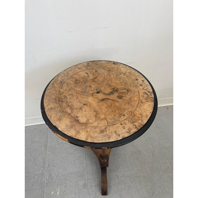 1970s Vintage Imported Victorian Burl Wood Inlay Decorative Side Table ...