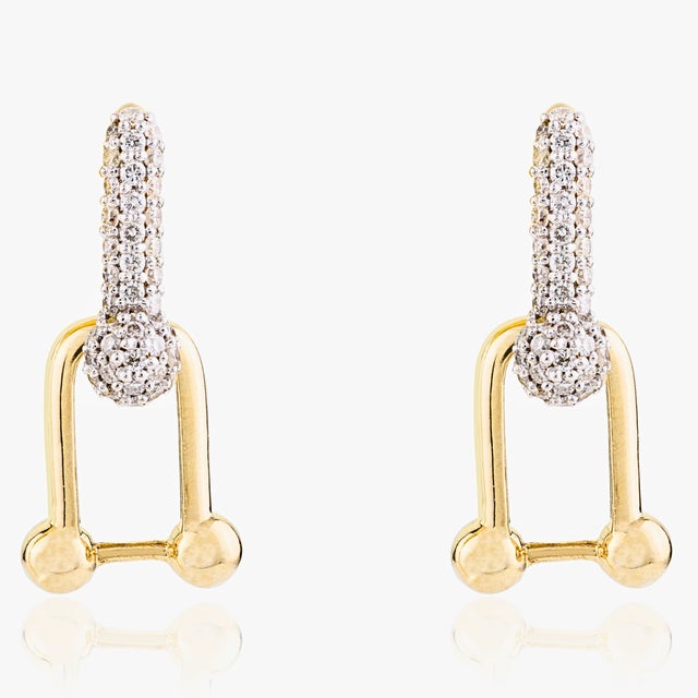 Delicate Diamond Hardware U Link Earrings- a Pair | Chairish
