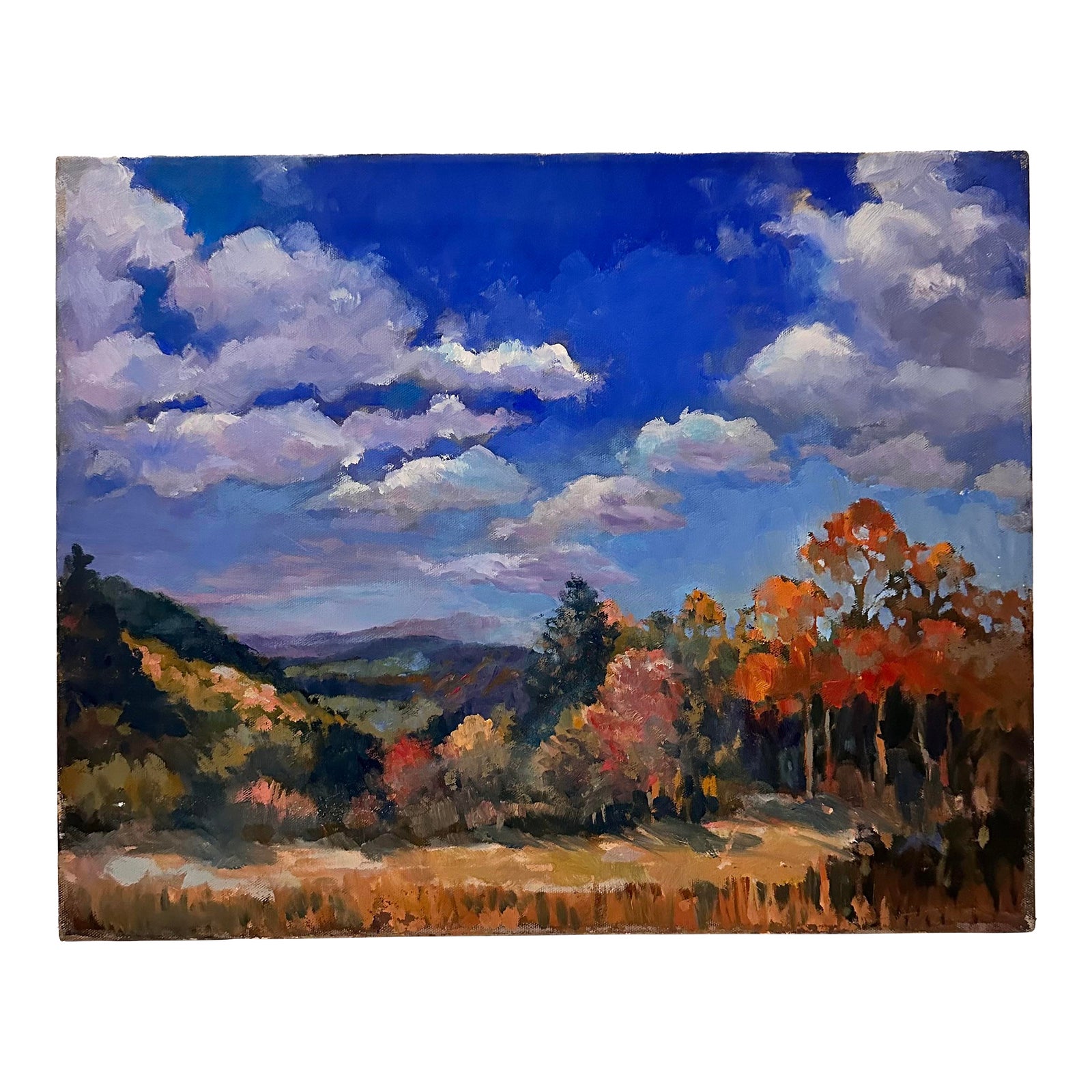 Bright Blue Sky Landscape Painting | Chairish