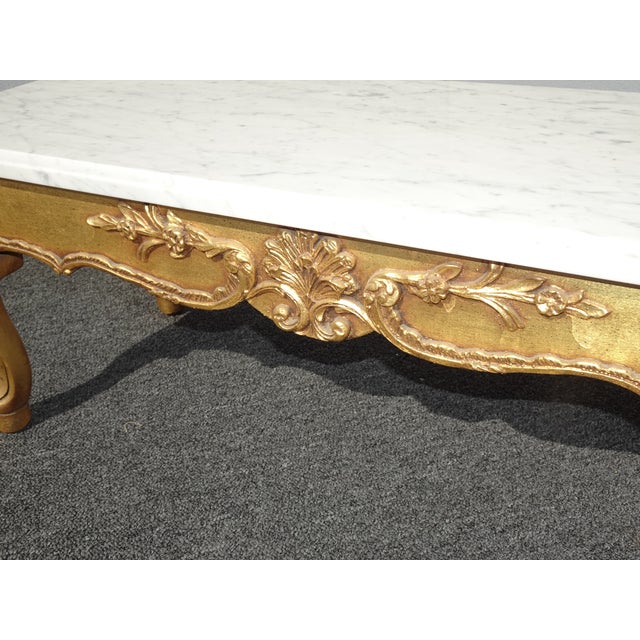 Vintage French Louis XVI Style Low 14" H Gold Console Table With White ...