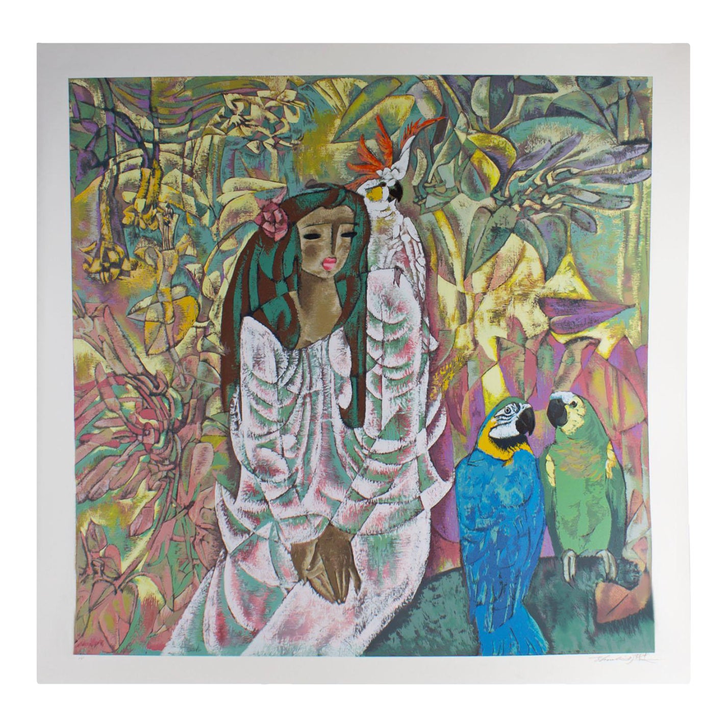 1990 “Quiet Moment” Artist’s Proof Serigraph by Zhou Ling | Chairish