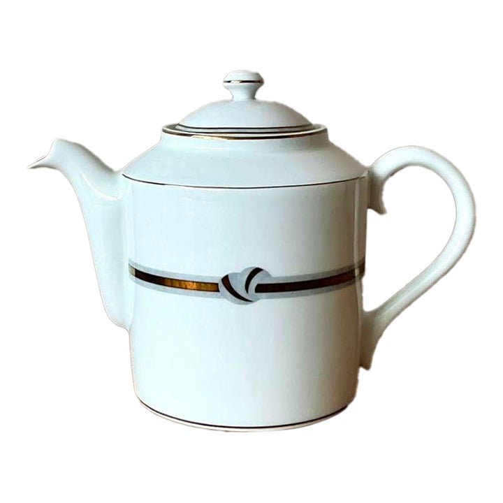 Vintage Boho Christofle "Rubanea Grey" Tea Pot With Lid | Chairish