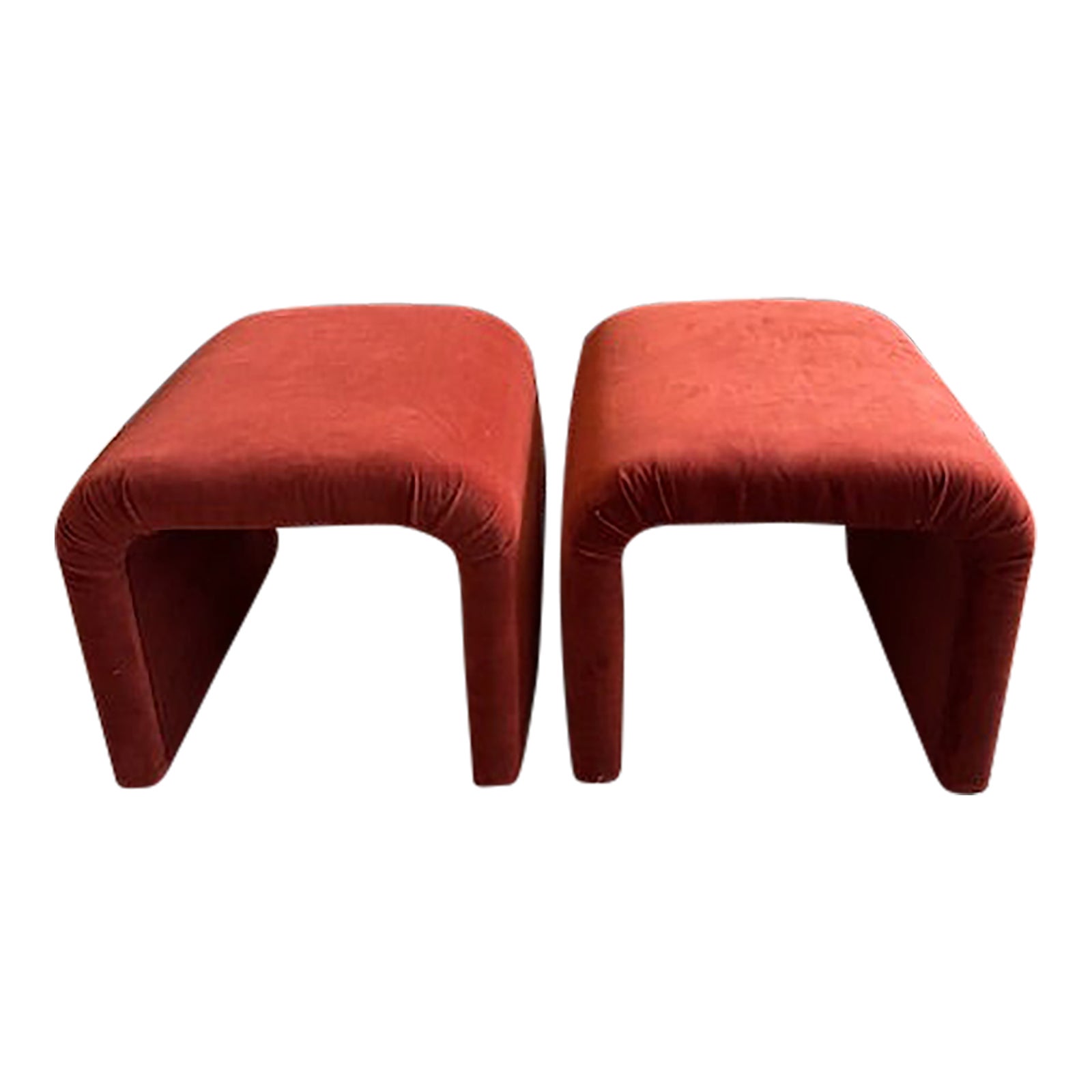 1980s Pair of Cotton Velvet Waterfall Ottomans | Chairish