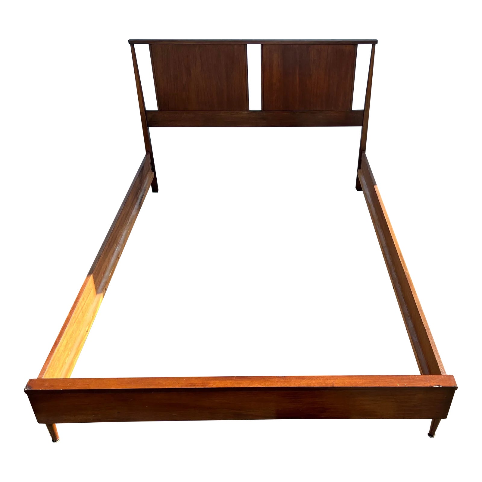 1960s Vintage Mid Century Modern Walnut Full Size Bed Frame, Re-Stained ...