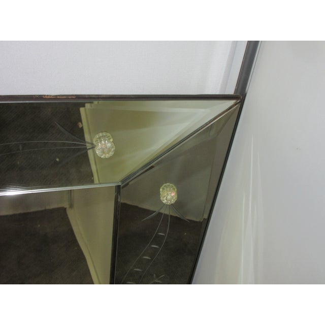 Mid Century Hollywood Regency Trapezoid Mirror With Etching | Chairish