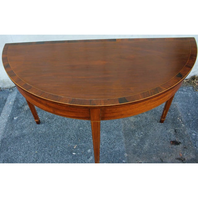 19th C English Sheraton Mahogany Demi-Lune Console Hall Table | Chairish