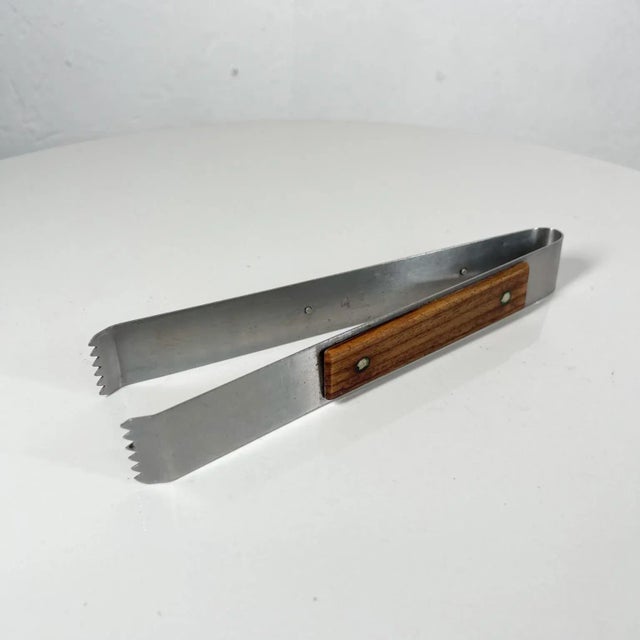 1970s Japanese Vintage Bar Tool Ice Cube Tongs Stainless Steel & Wood ...
