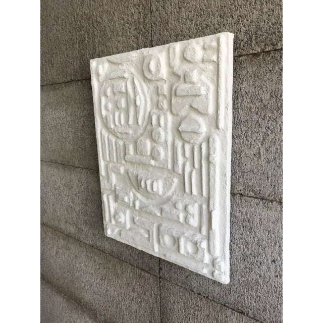 Geometric Plaster Bas Relief Painting | Chairish