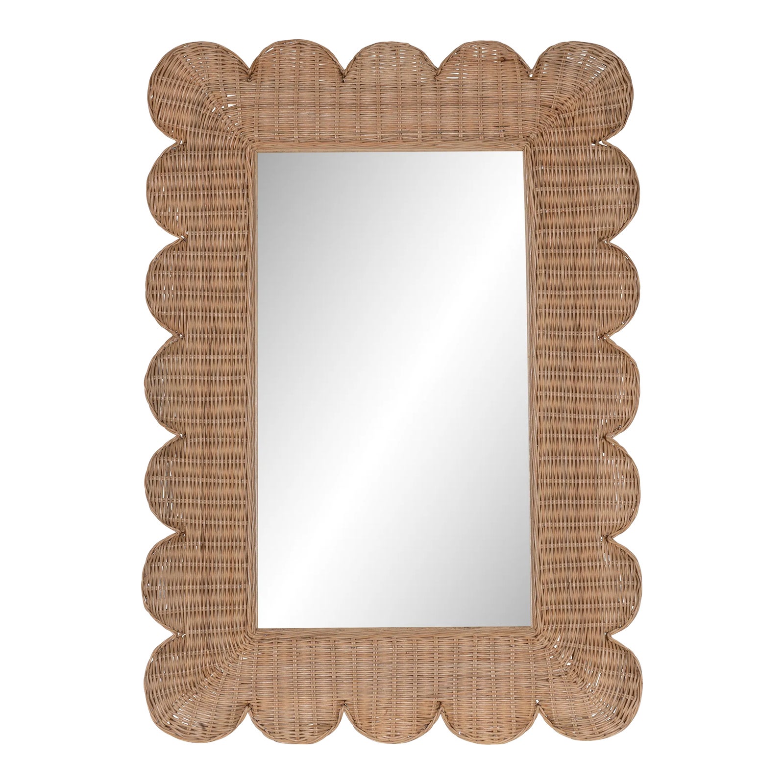 Brooke Scalloped Rattan Wall Mirror | Chairish