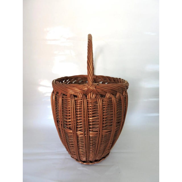 Woven Wicker Shopping Hand Crafted Basket With Handle | Chairish
