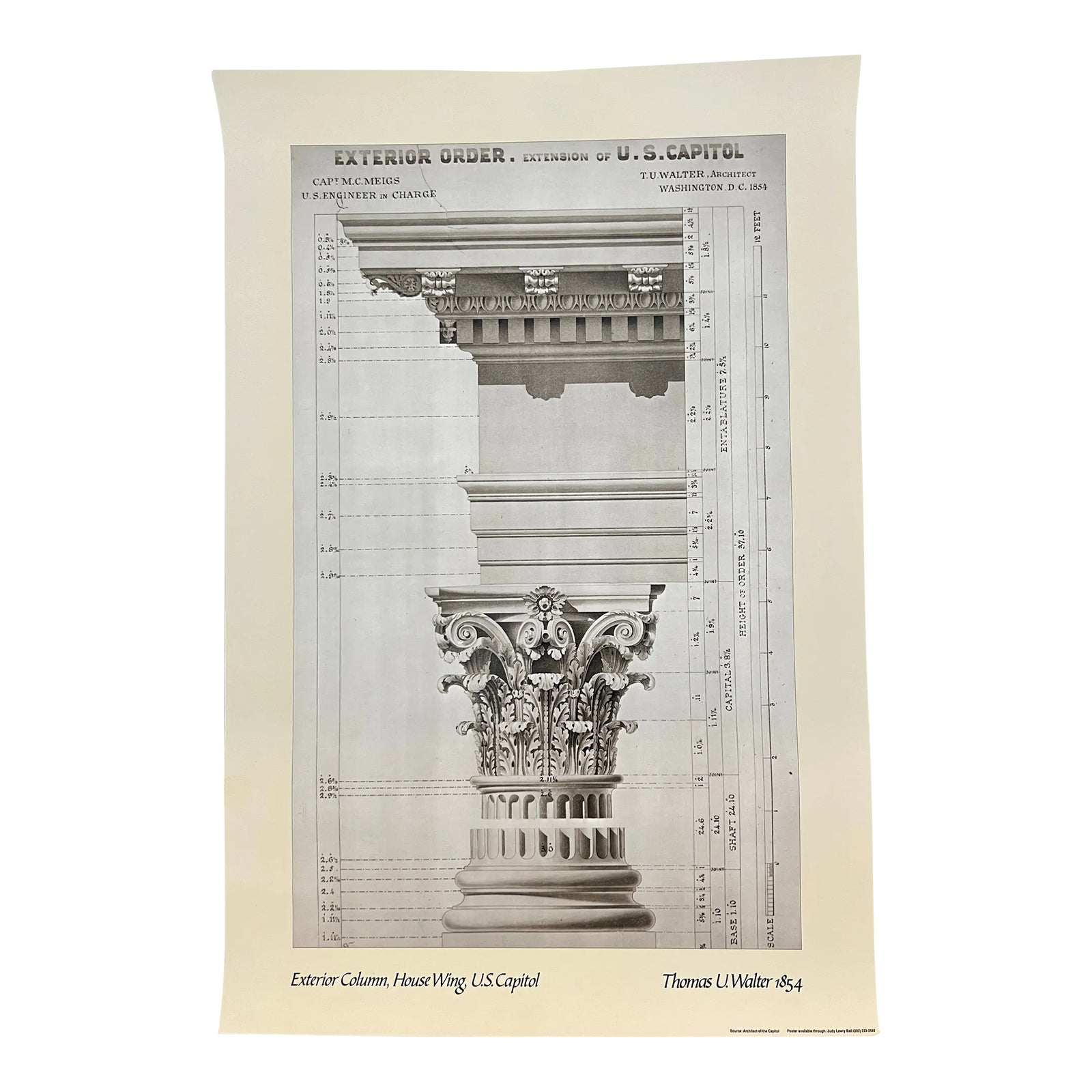 Vintage 80s Column Us Capitol Architectural Rendering Poster by ...