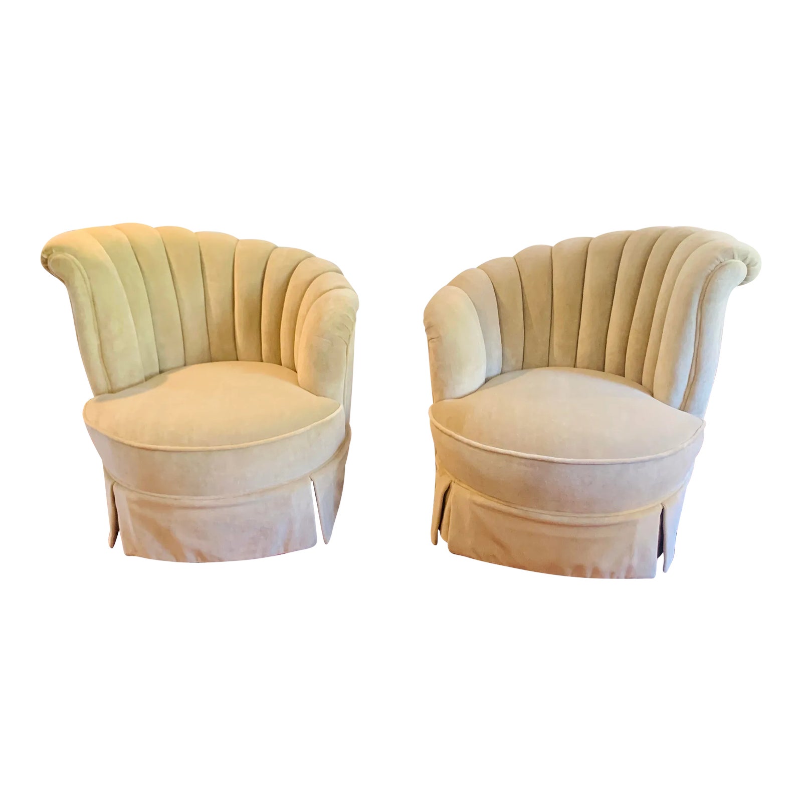 1930s French Art Deco Hollywood Regency Channel Back Lounge Chairs - a ...
