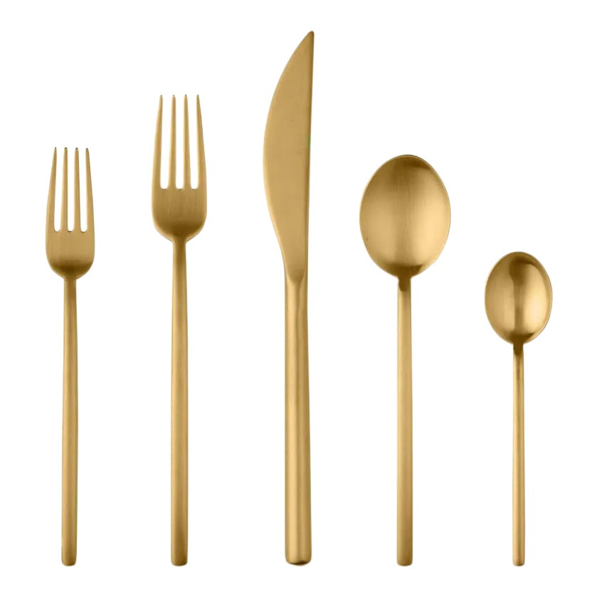 Mepra Linea 5-Piece Flatware Set, Ice Oro | Chairish