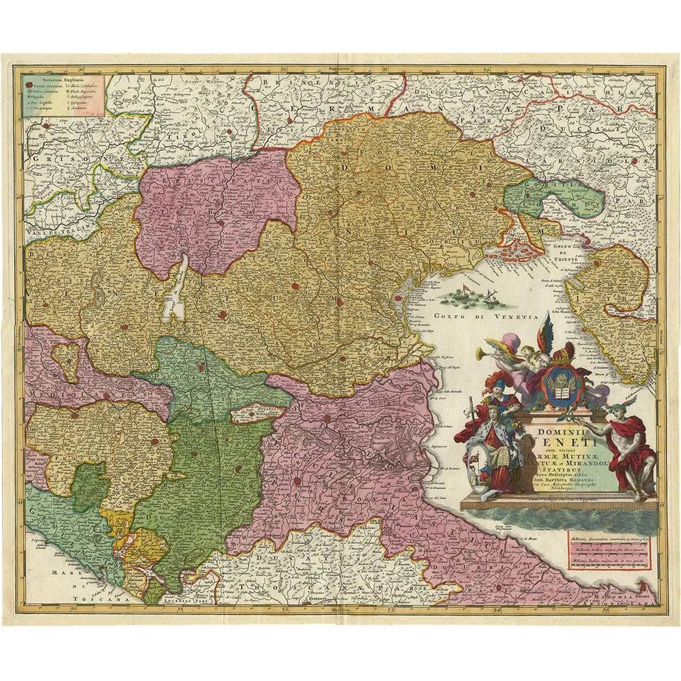 Antique Map of Northern Italy by J.B. Homann, 1745 | Chairish