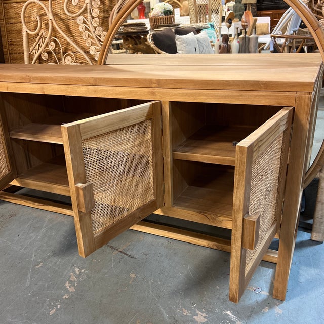 Teak and Cane Sideboard | Chairish