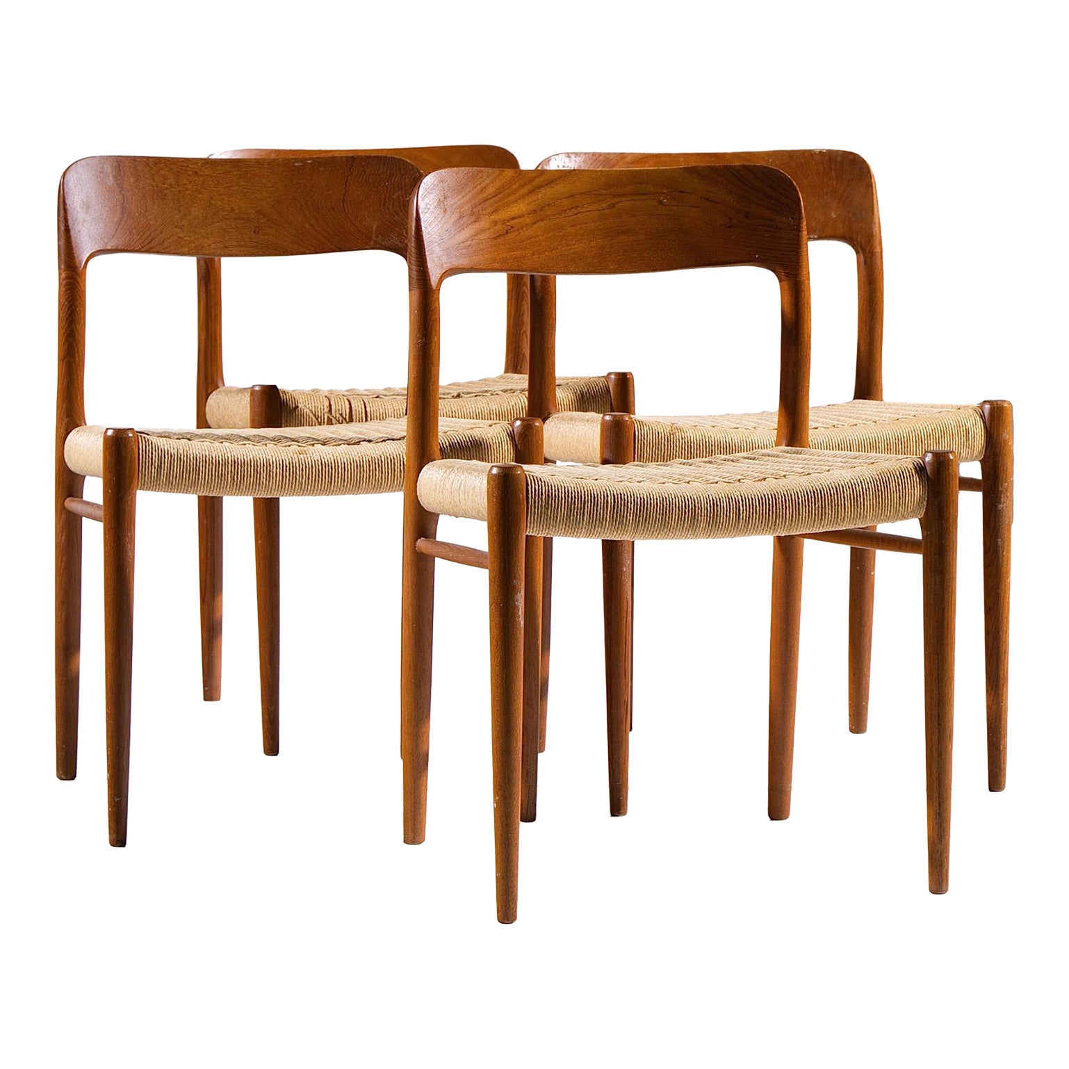 Niels Moller Model 75 Mid Century Danish Teak and Cane Dining Chairs ...