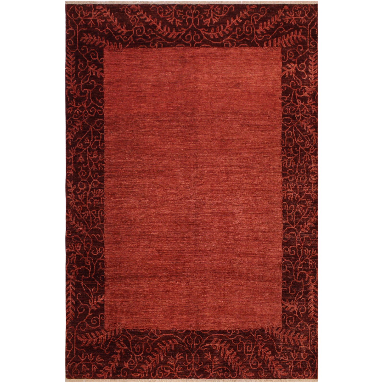 Shabby Chic Transitional Dark Red Wool Rug - 8'4 X 9'6 | Chairish