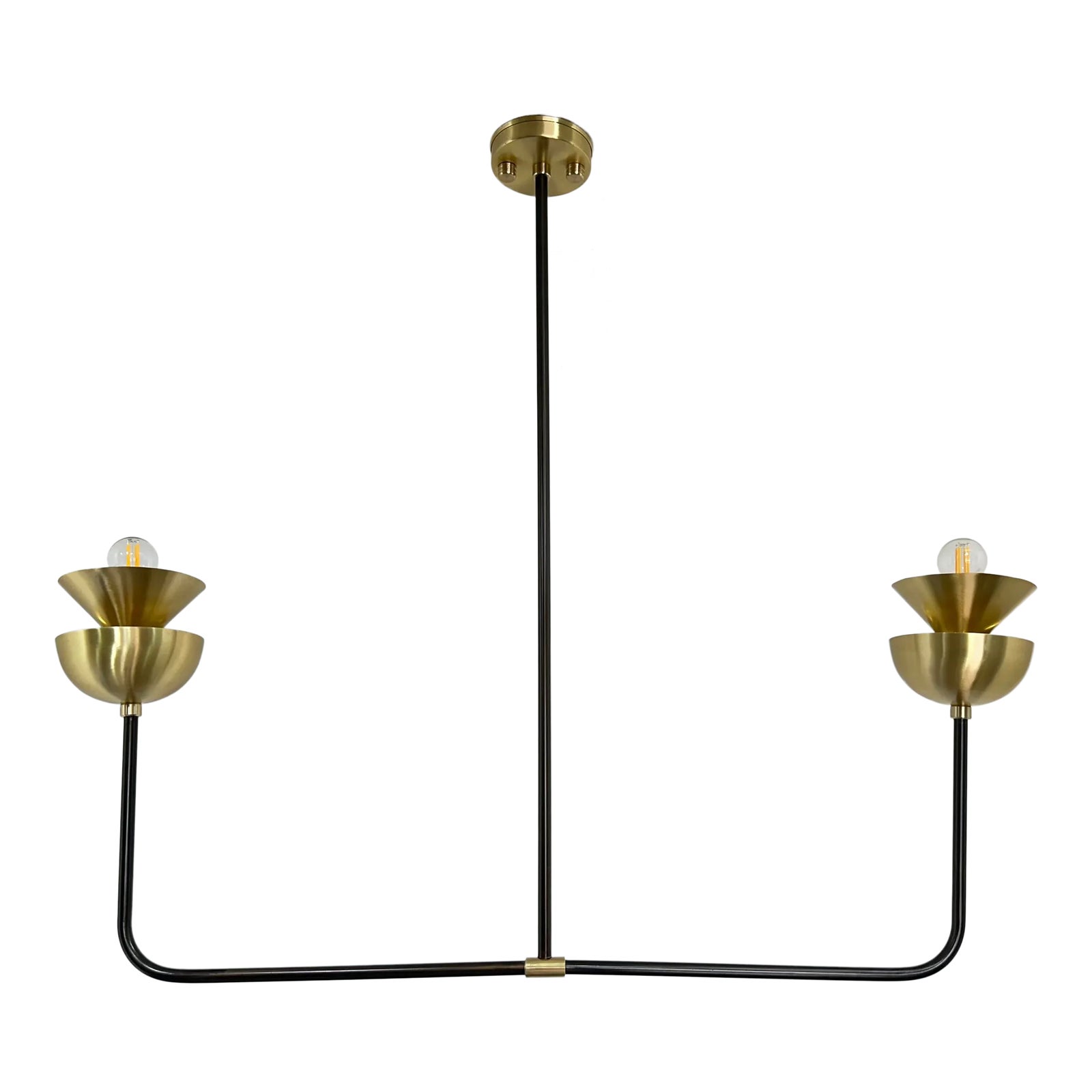 Hand Made Pure Raw Brass Sputnik Double Pendant Light | Chairish
