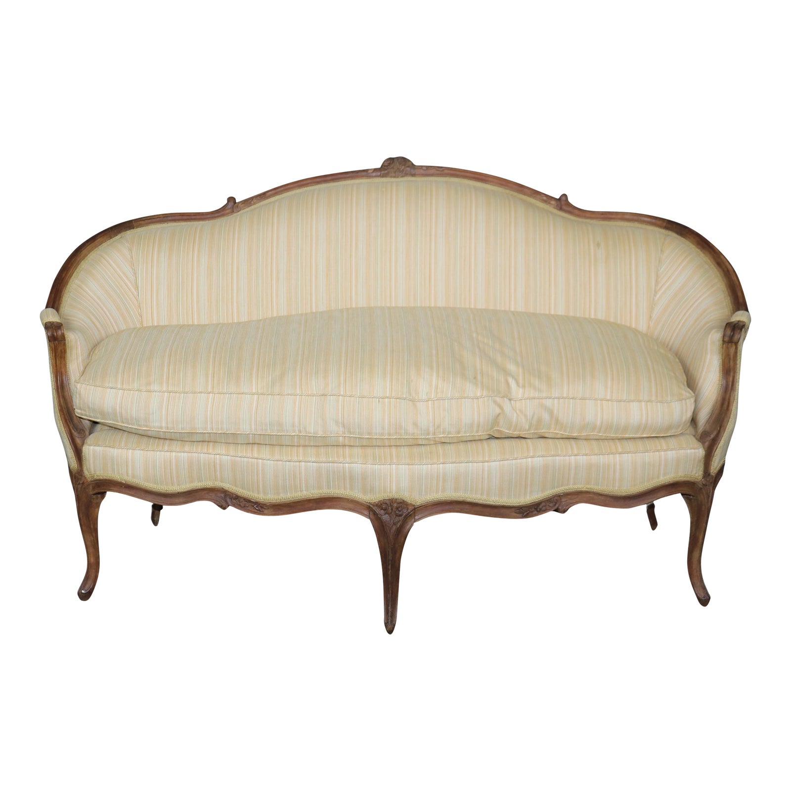 French 1780s era Walnut Upholstered Louis XV Settee Canape | Chairish