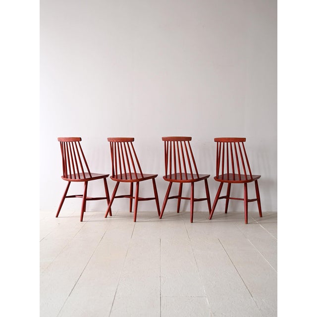 1960s Scandinavian Vintage Red Chairs - Set of 4 | Chairish