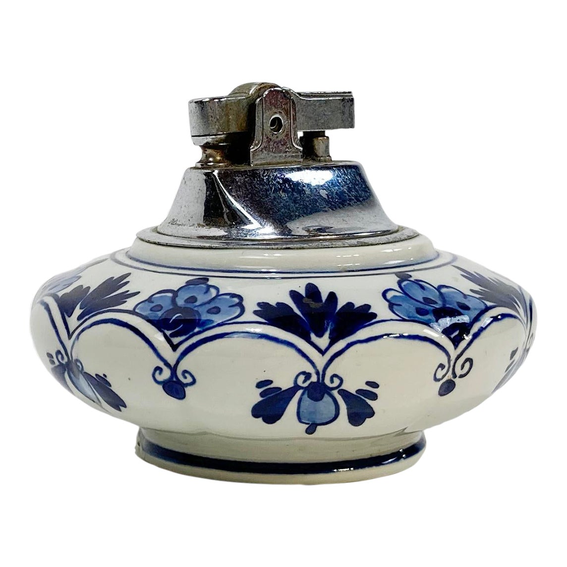 Vintage Porcelain Hand-Painted Delft Table Lighter | Chairish