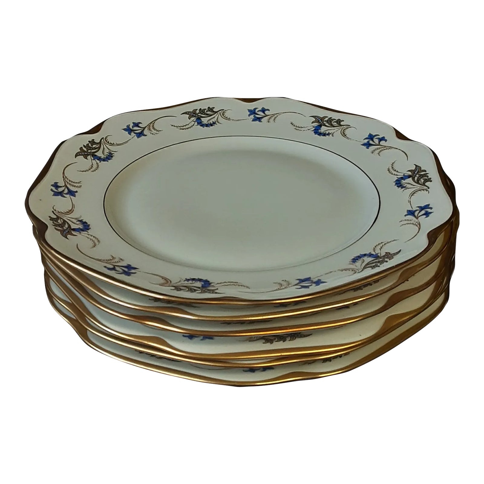 Vintage Set of 6 Porcelain Kpm Dinner Plates | Chairish