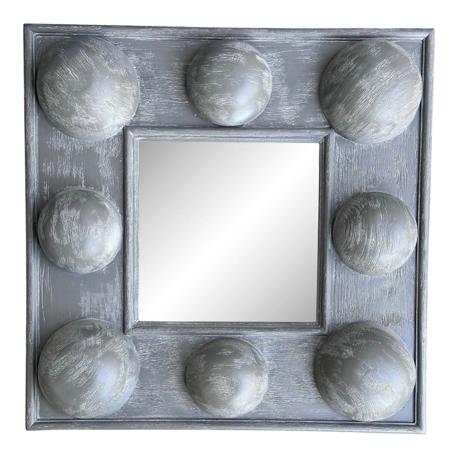 Square Boulder Mirror With Gray Wash Finish | Chairish