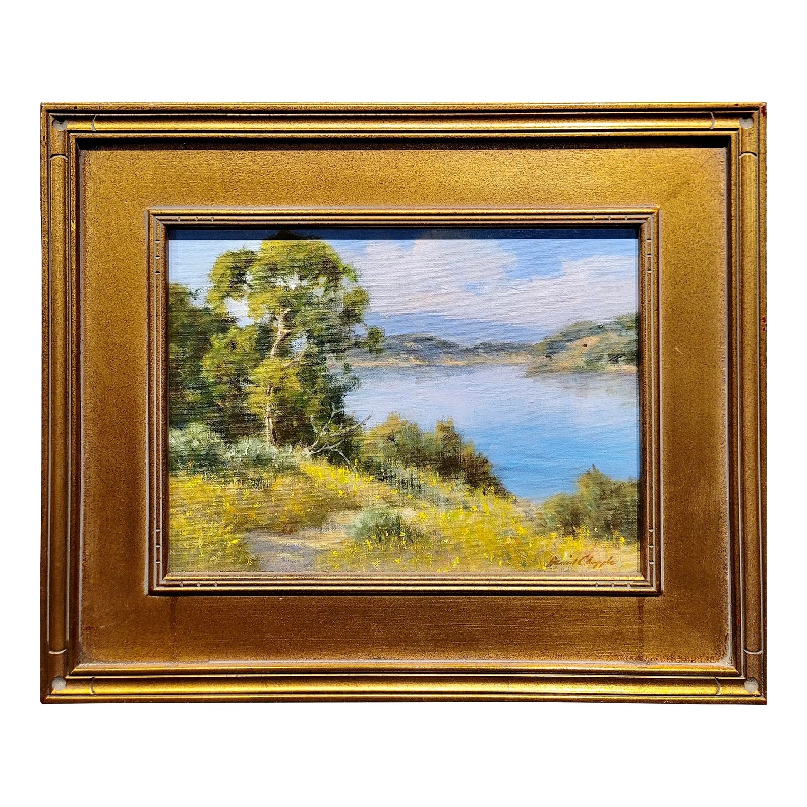 David Chapple -California Impressionist Landscape by the Lake-Oil ...