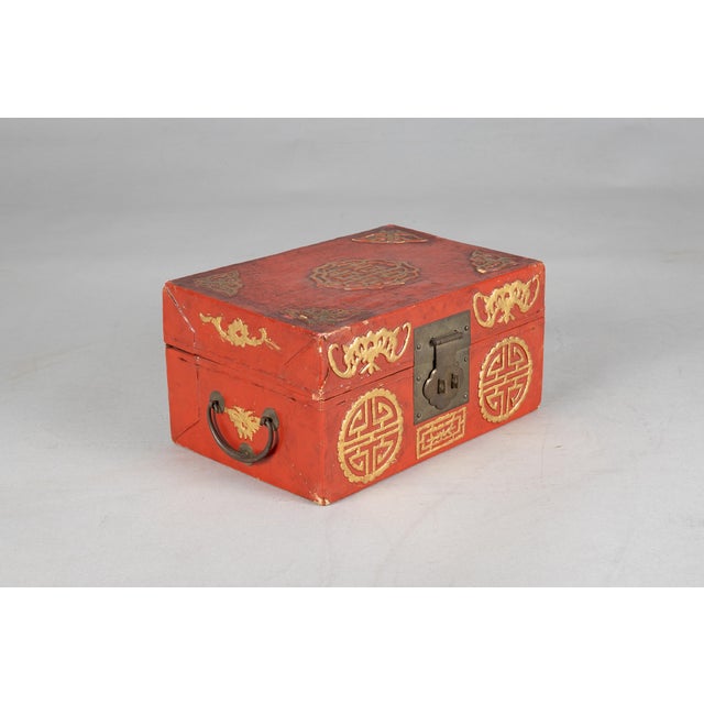 Late 19th Century Chinese Export Red Lacquered Box | Chairish