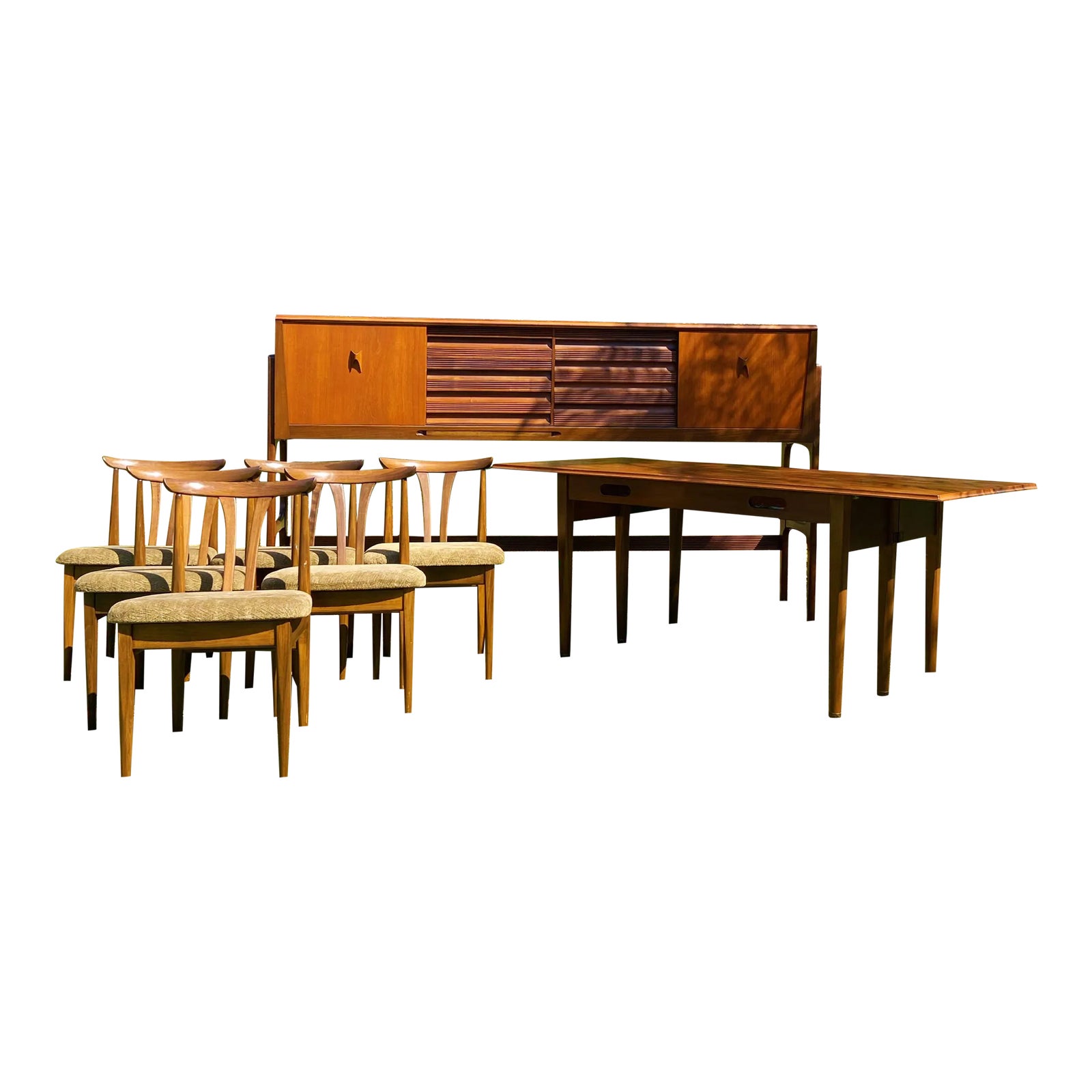 Elliotts of Newbury Highboy Credenza With Fold-Down Dining Table & 6 ...