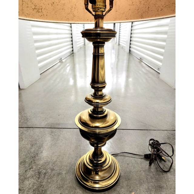 Vintage Stiffel Brass Table Lamp With Black Shade | Chairish