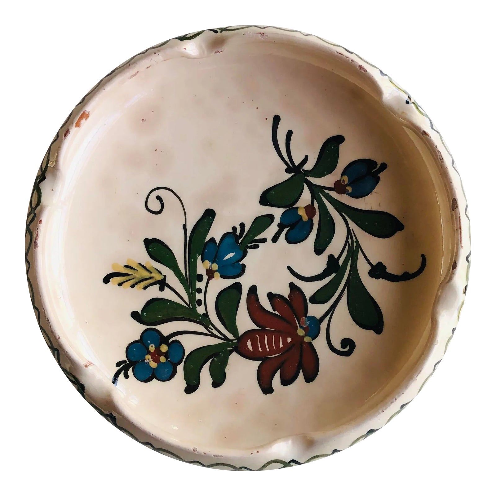 Midcentury Ashtray Hand Painted Pottery Made in Hungary | Chairish